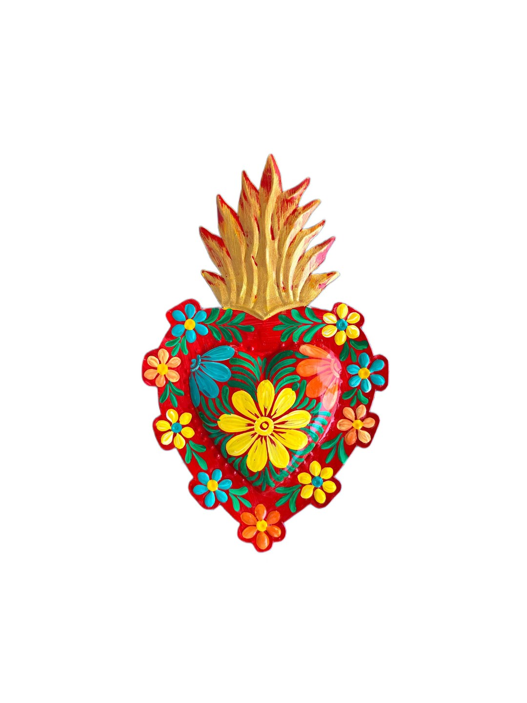 Mexican Tin Heart Mexican Sacred Heart Milagro Heart - Etsy