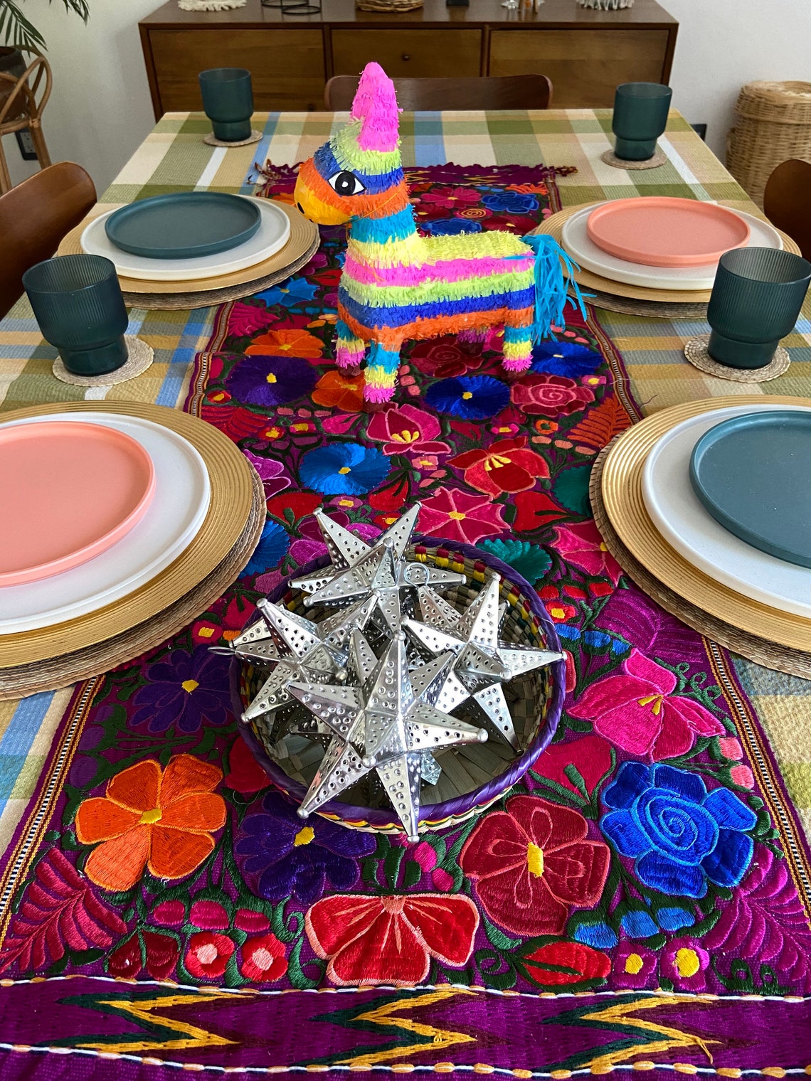 Mexican table runner mexican tablecloth fiesta decorations | Etsy