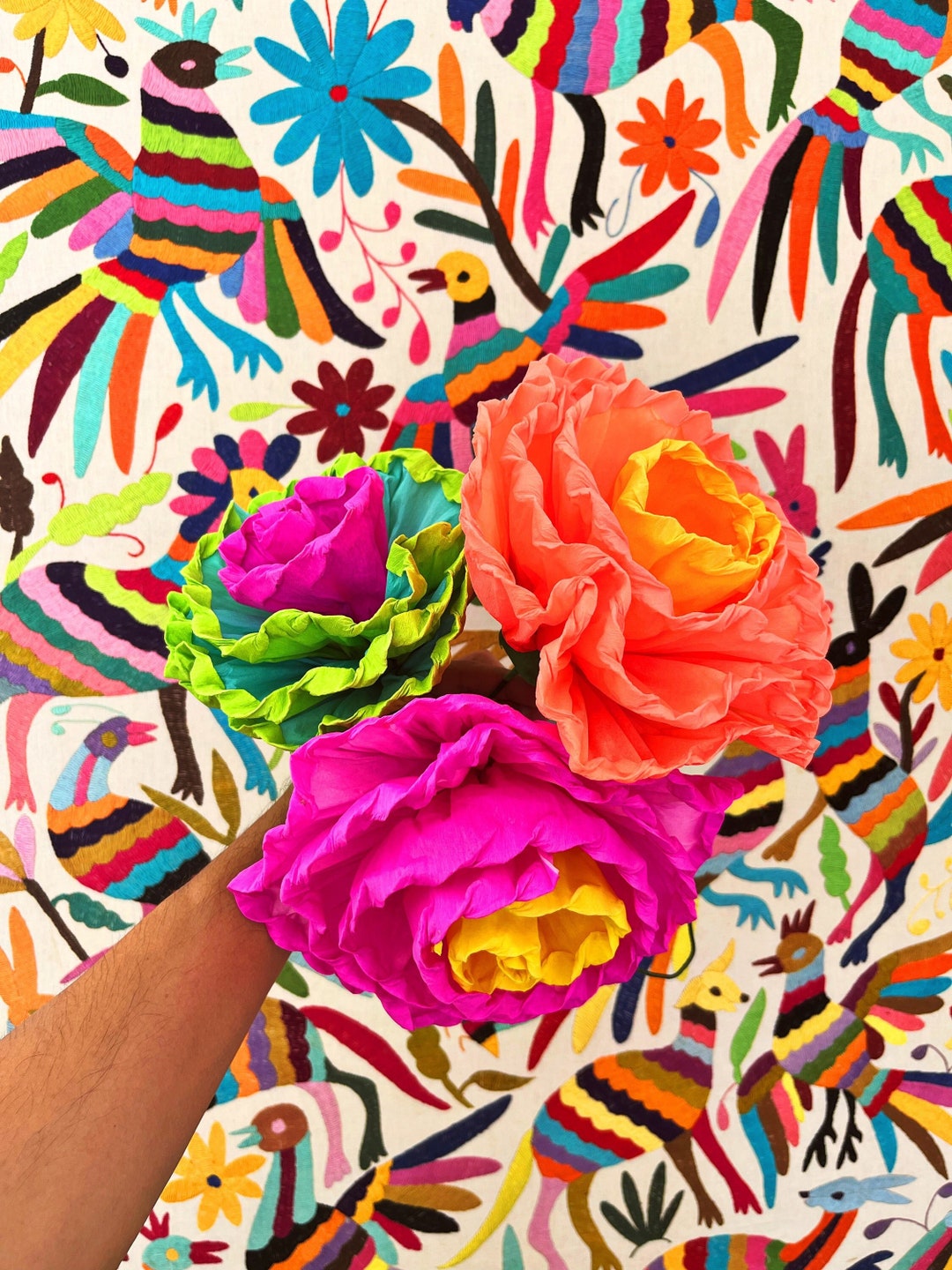 Mexican Paper Flowers, Fiesta Paper Flowers, Tissue Paper Flowers, Set ...