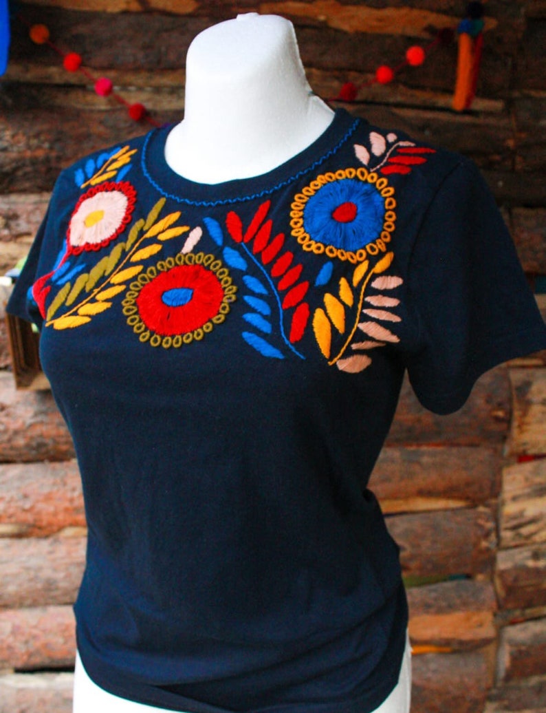 Mexican Blouse Mexican Embroidered Shirt Mexican Embroidered - Etsy