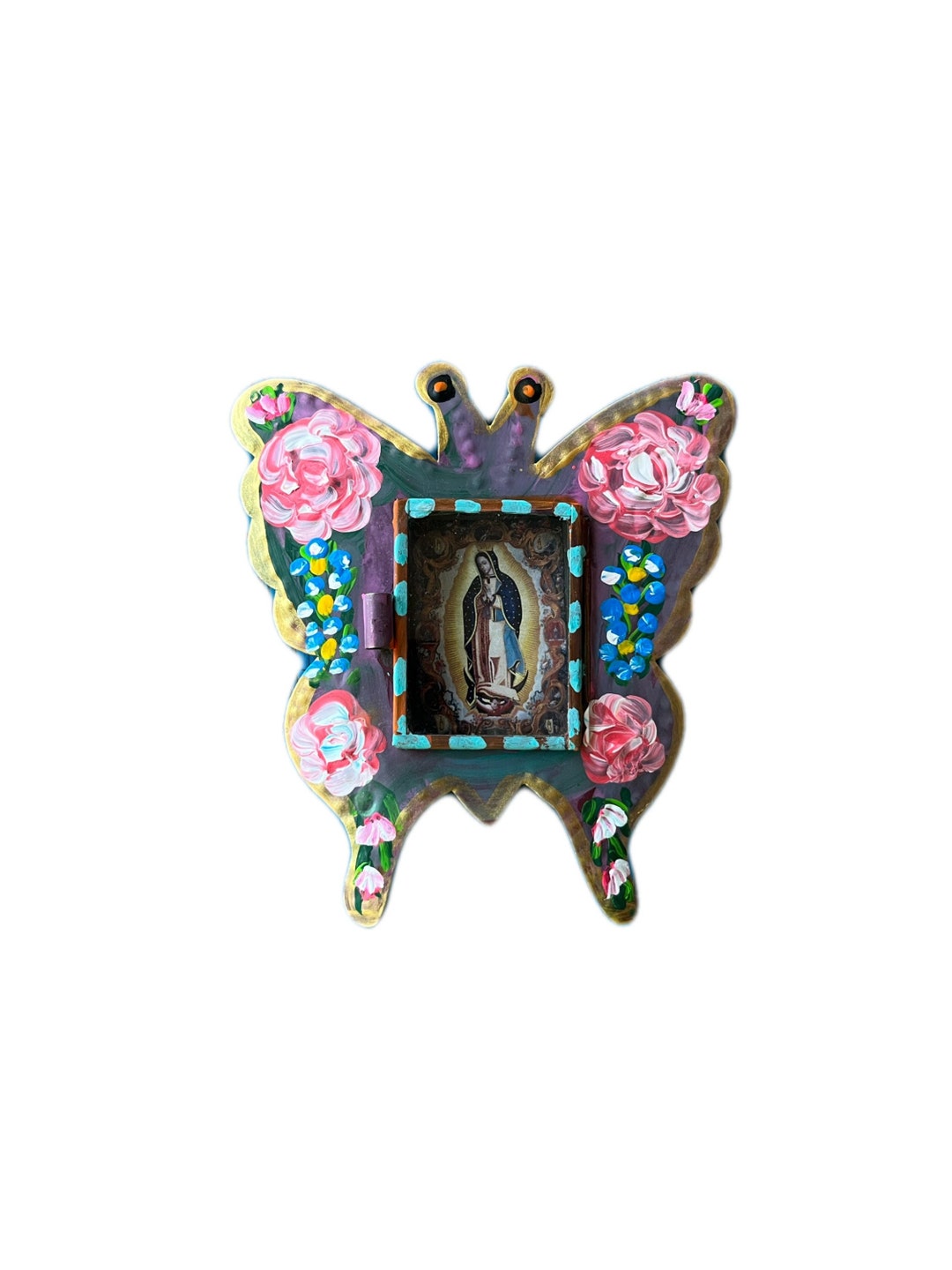 Our Lady of Guadalupe Tin Nicho, Mexican Shadow Box, Mexican Tin Nicho ...