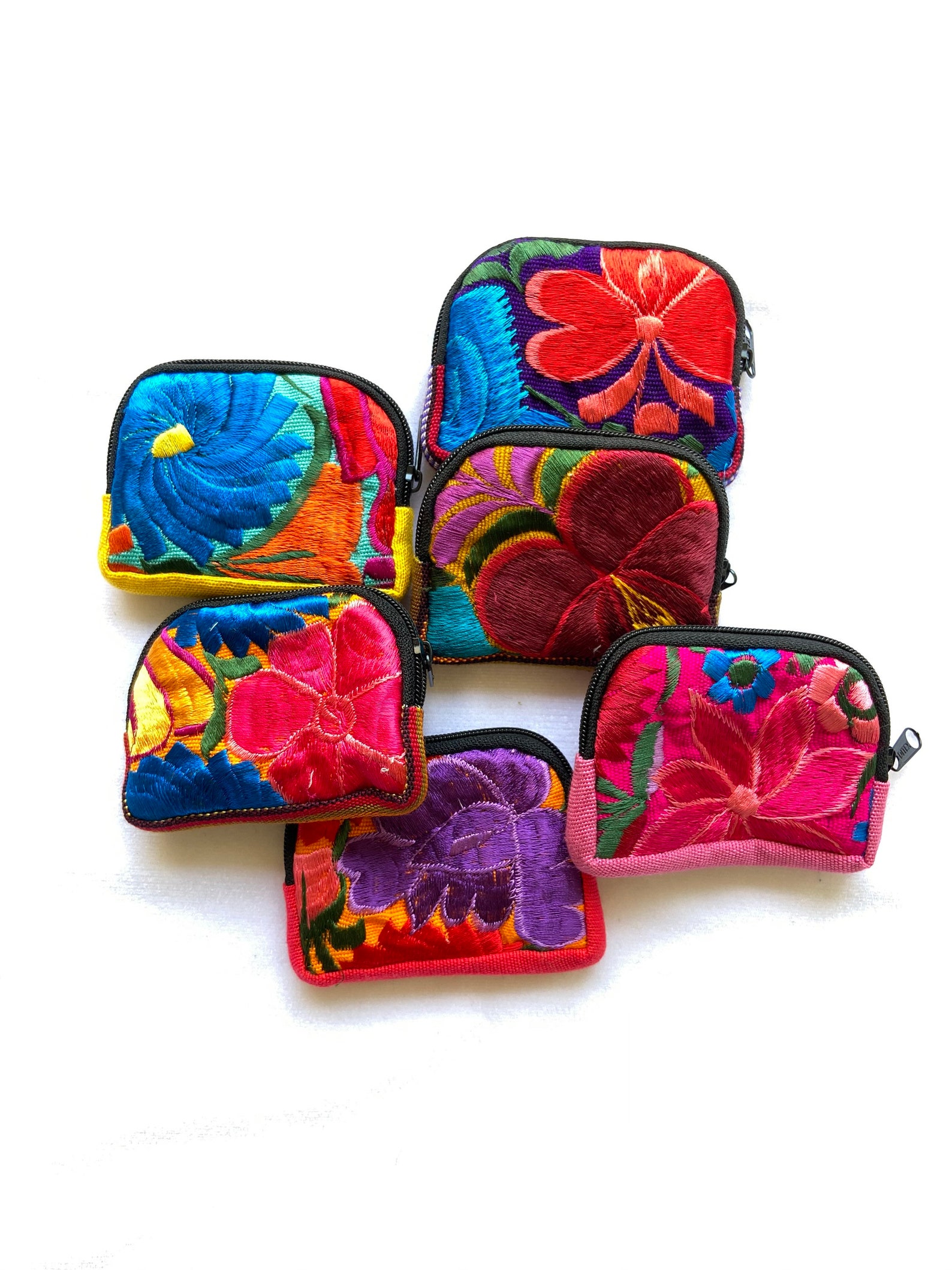 Embroidered Floral Mexican Coin Purse, Folk Art Pouch - Etsy