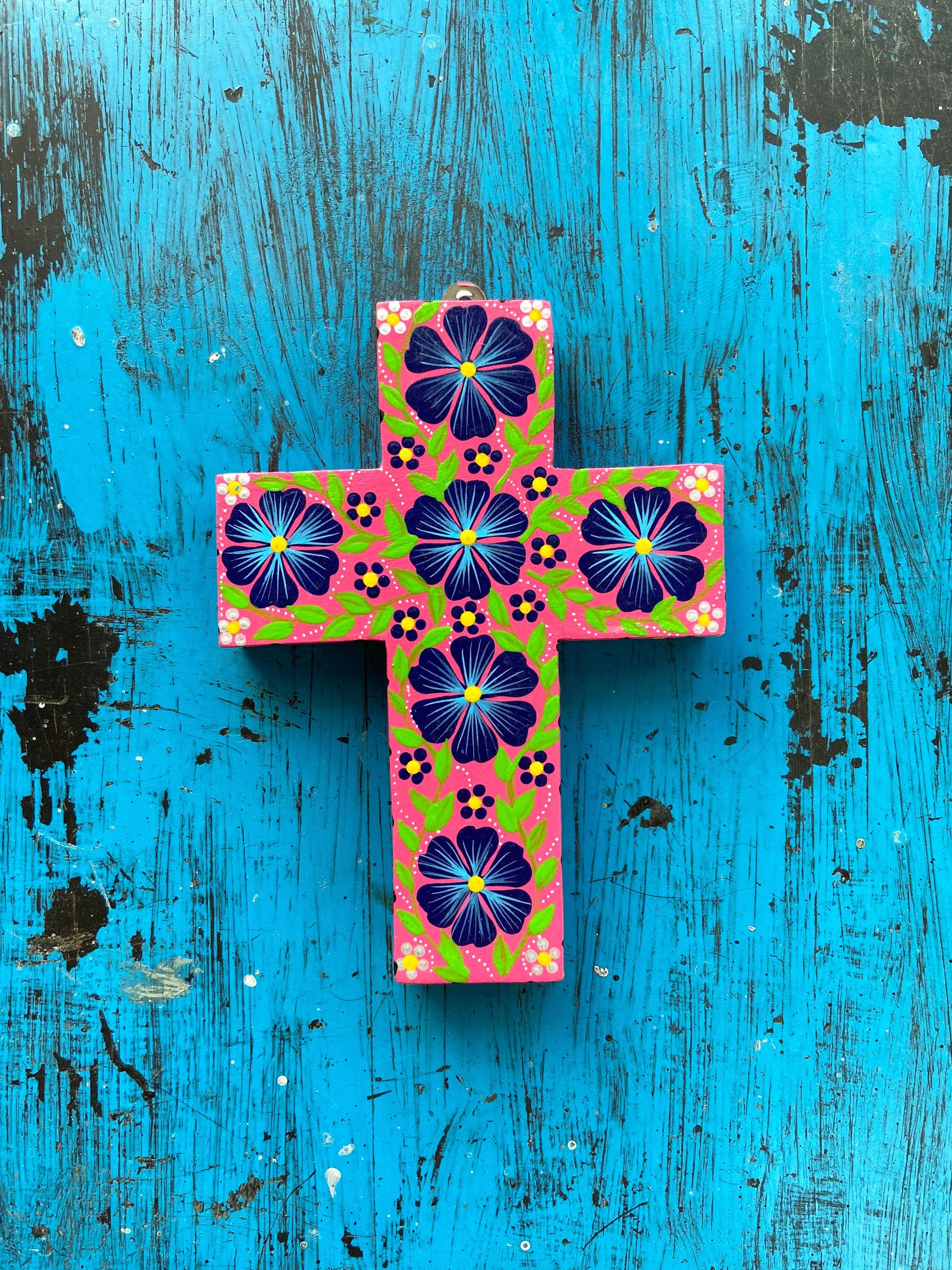 Mexican wood cross Mexican religious art Mexican wall decor | Etsy