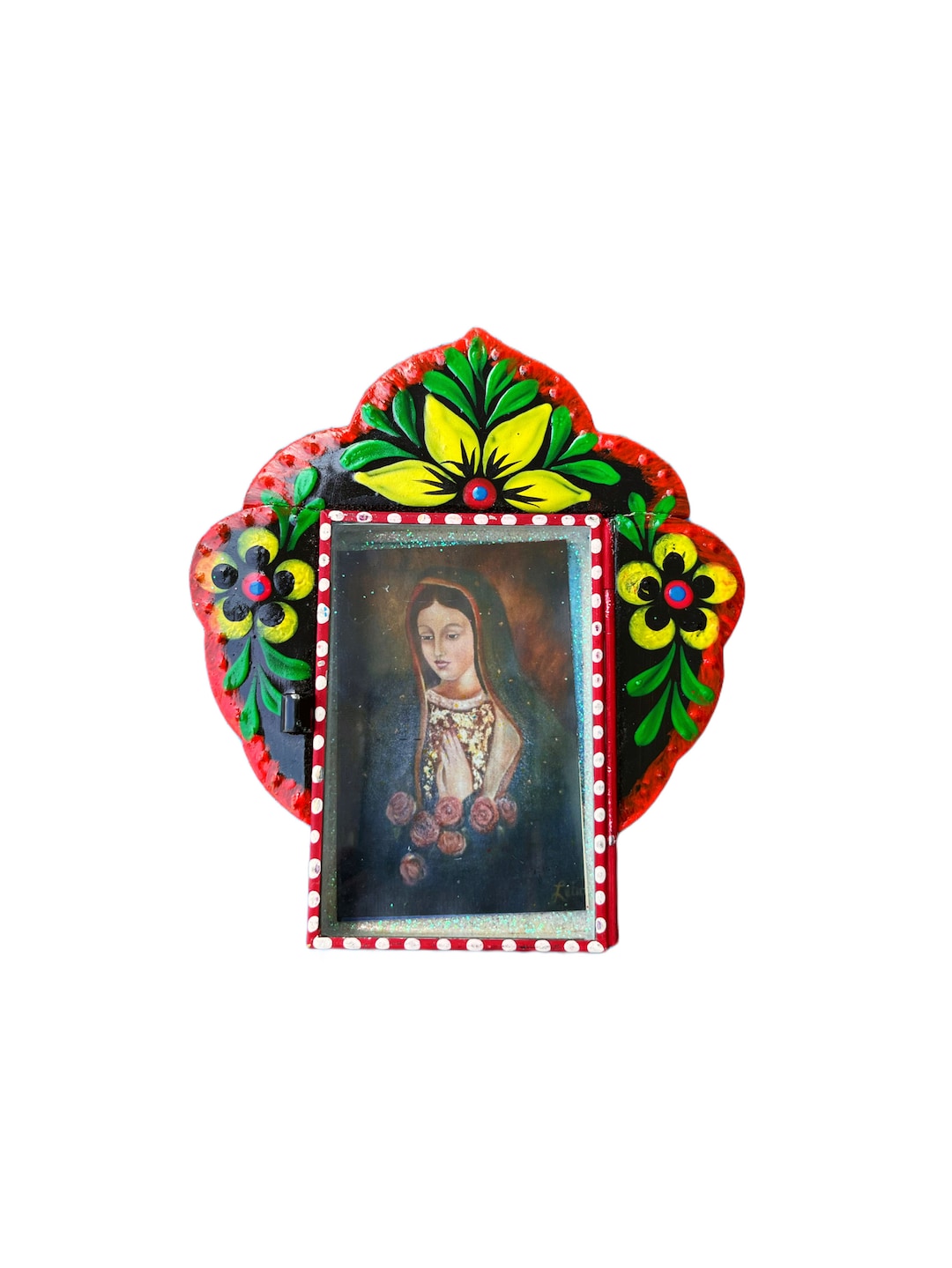 Lady of Guadalupe Tin Nicho, Mexican Folk Art, Mexican Wall Decor ...