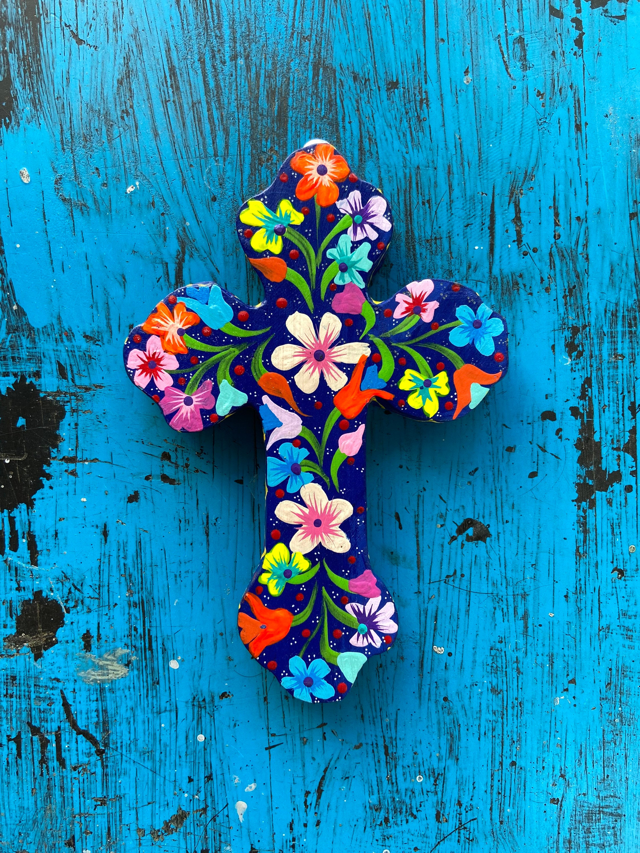 Mexican wood cross Mexican religious art Mexican wall decor | Etsy