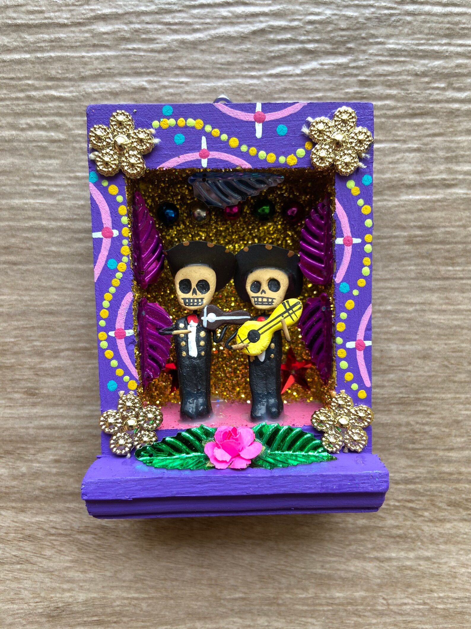 Mexican wood nicho Mexican shadow box Mexican folk art | Etsy