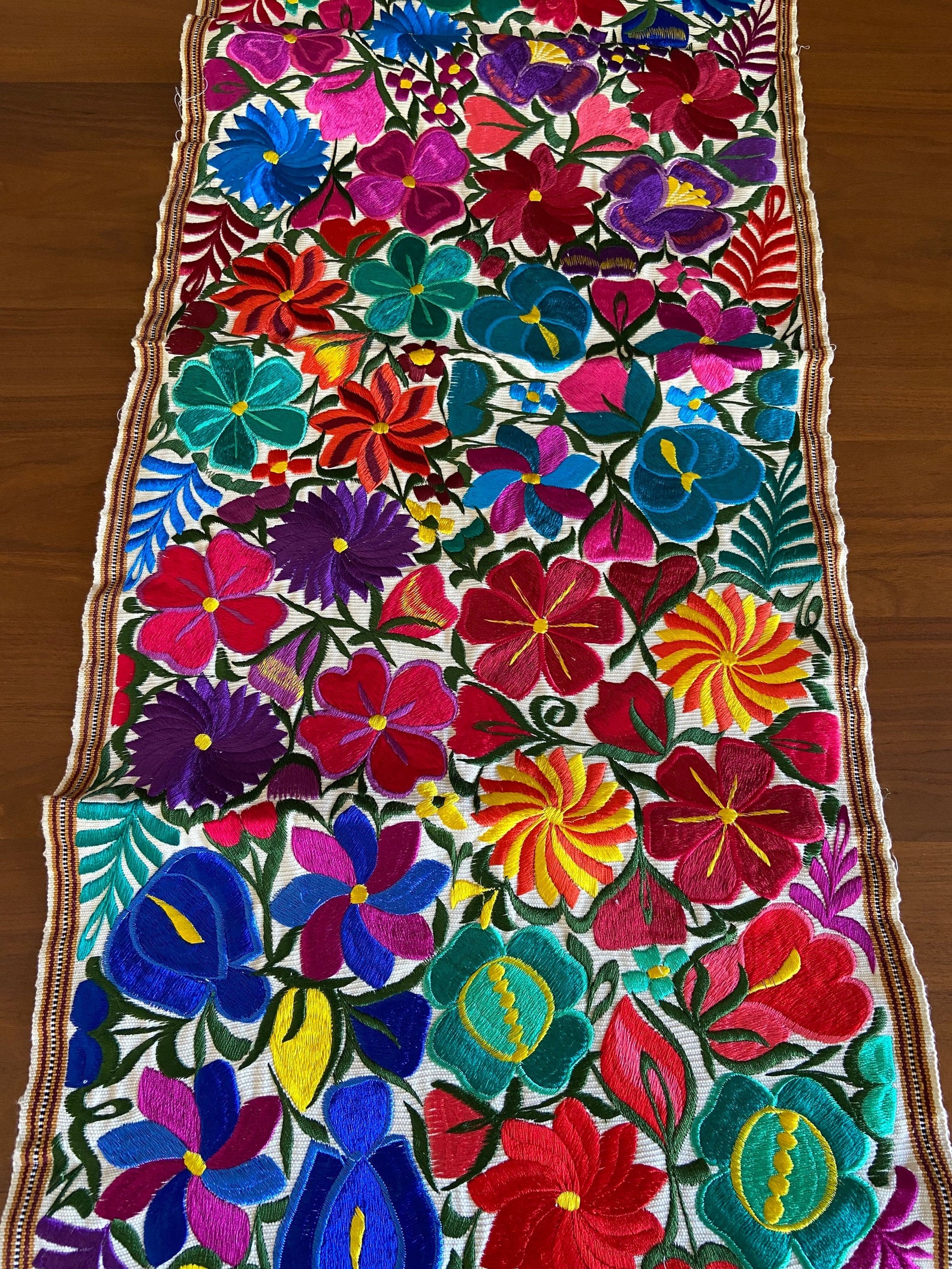 Mexican embroidered table runner mexican table runner | Etsy