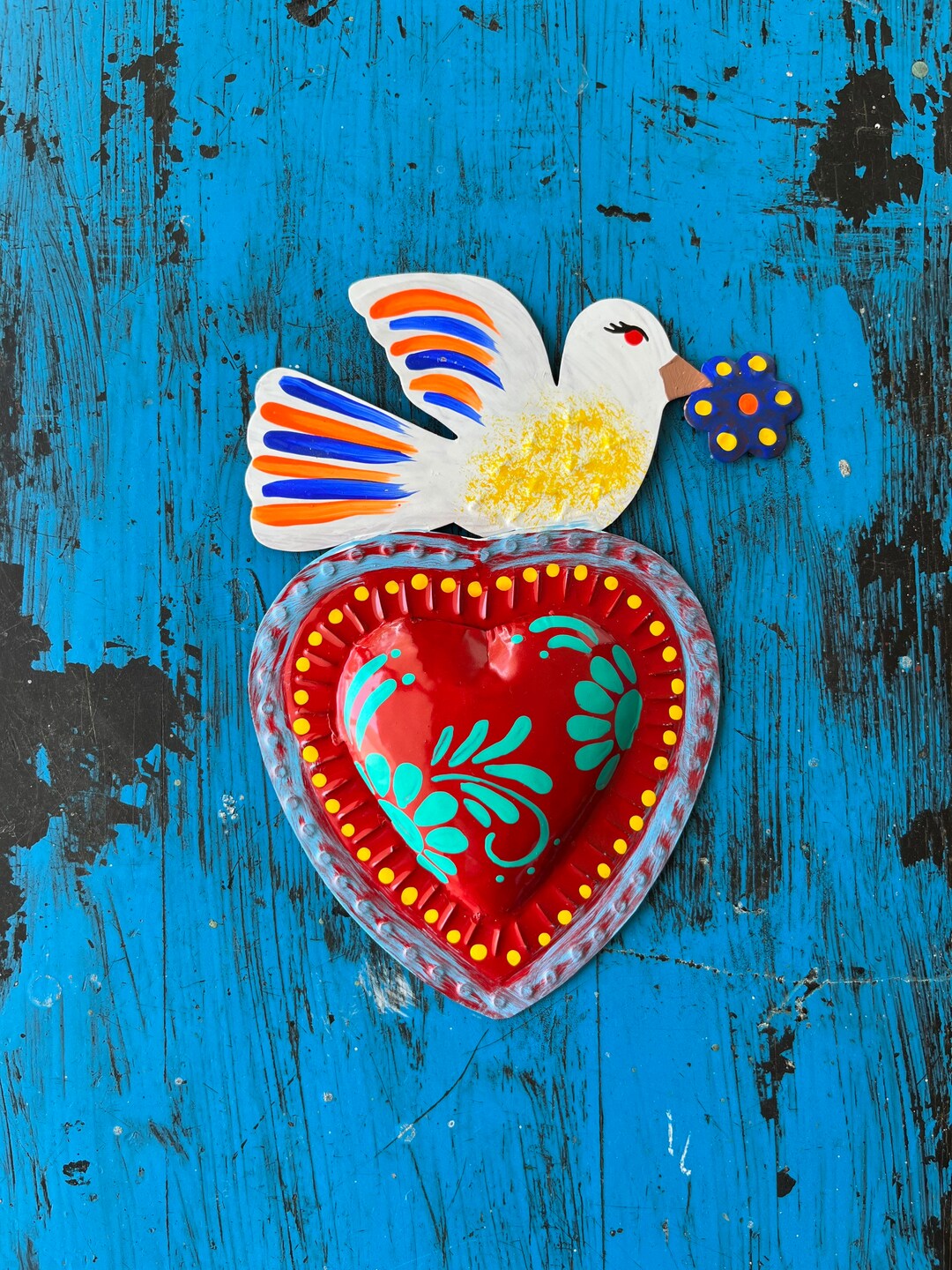 Mexican Tin Heart, Milagro Heart, Mexican Folk Art, Mexican Art - Etsy UK