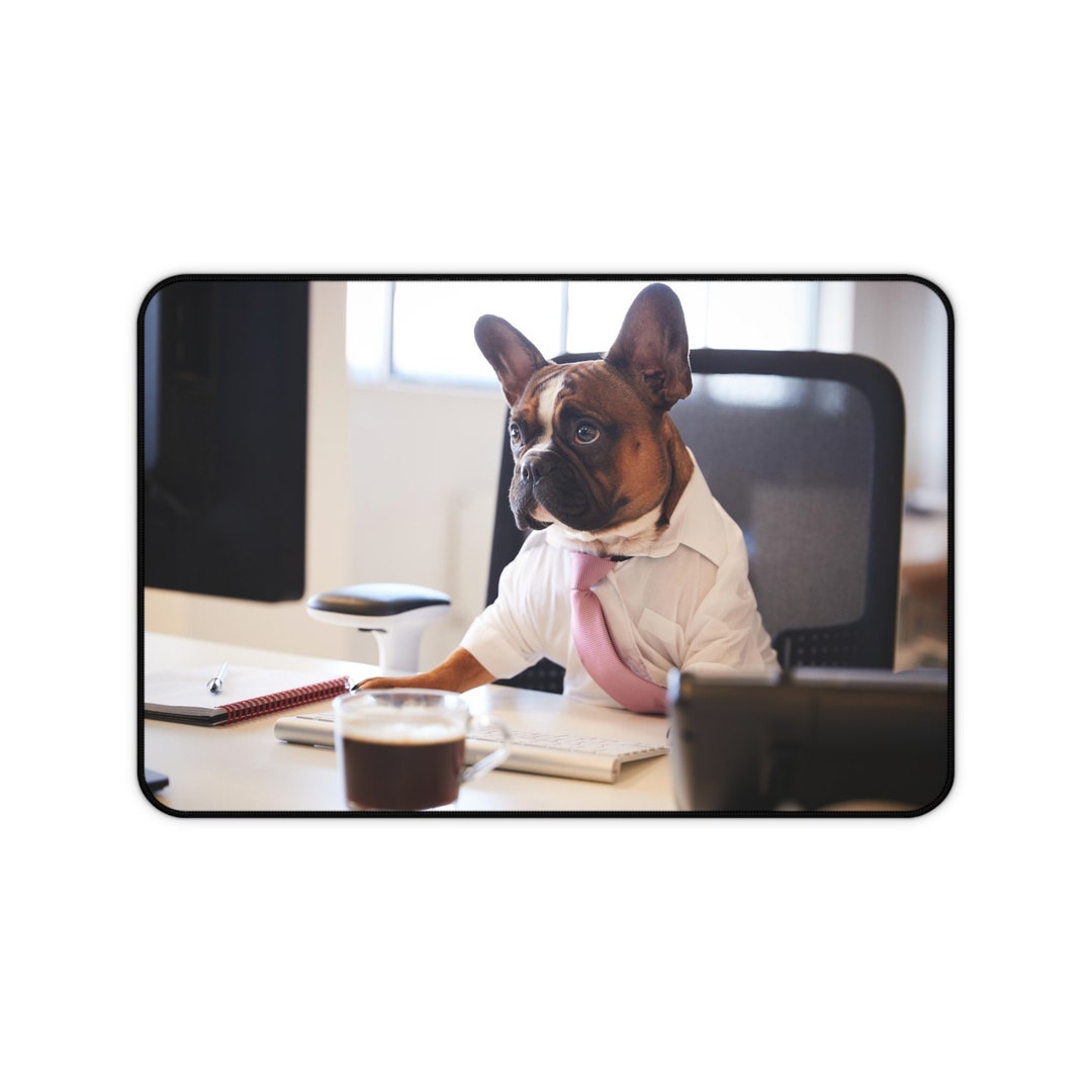 Silly Frenchie Dog in Office Themed Desk Mat - Etsy