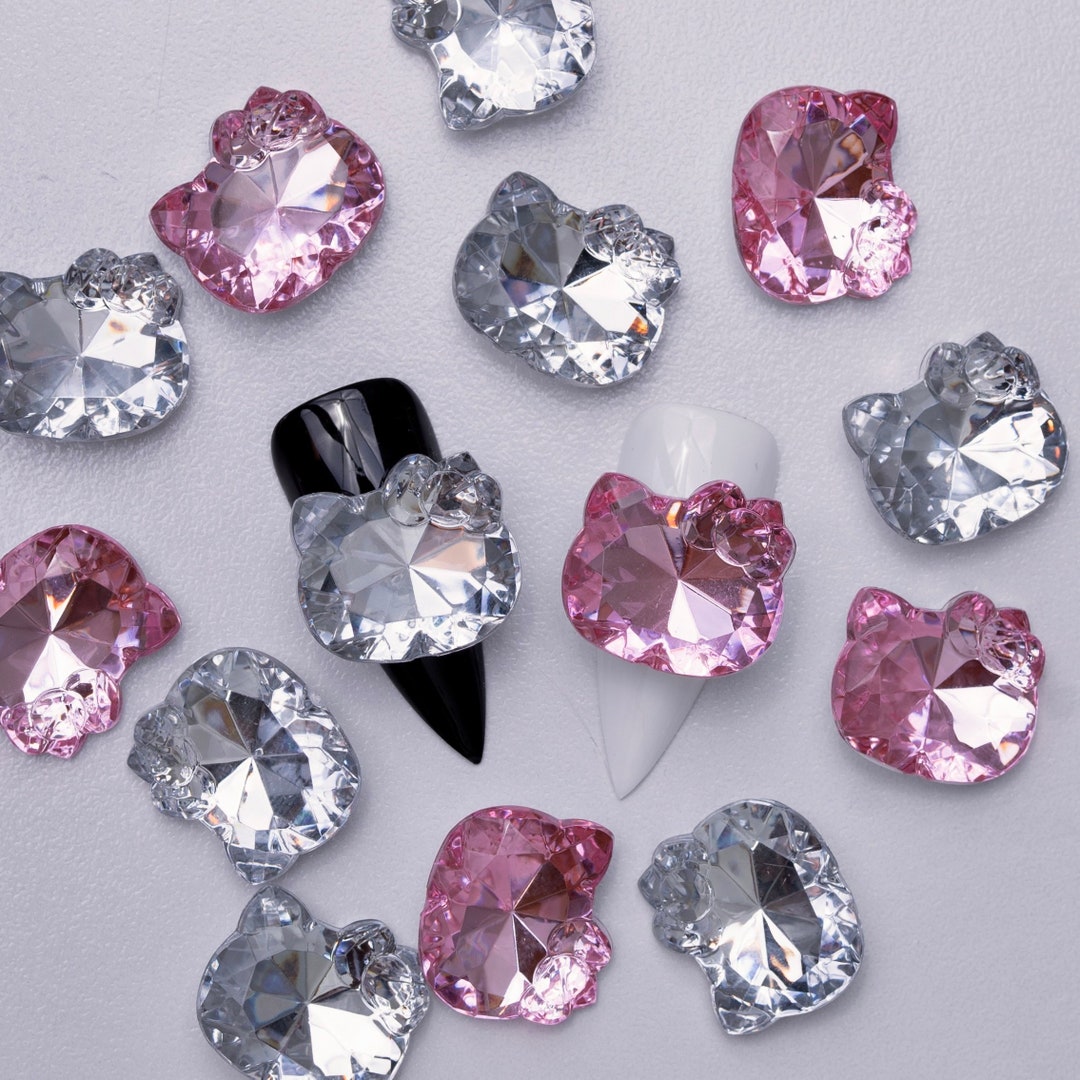 Kawaii Kitty Head Resin Bling Charm | Crystal and Baby Pink | Jewelry ...