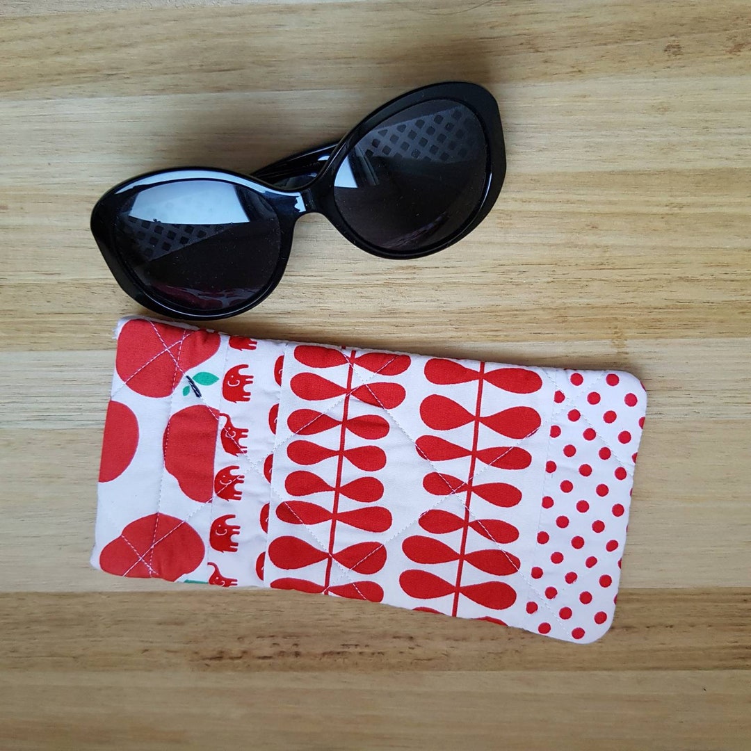 Red and White Patchwork Glasses Case Red Sunglasses Case - Etsy