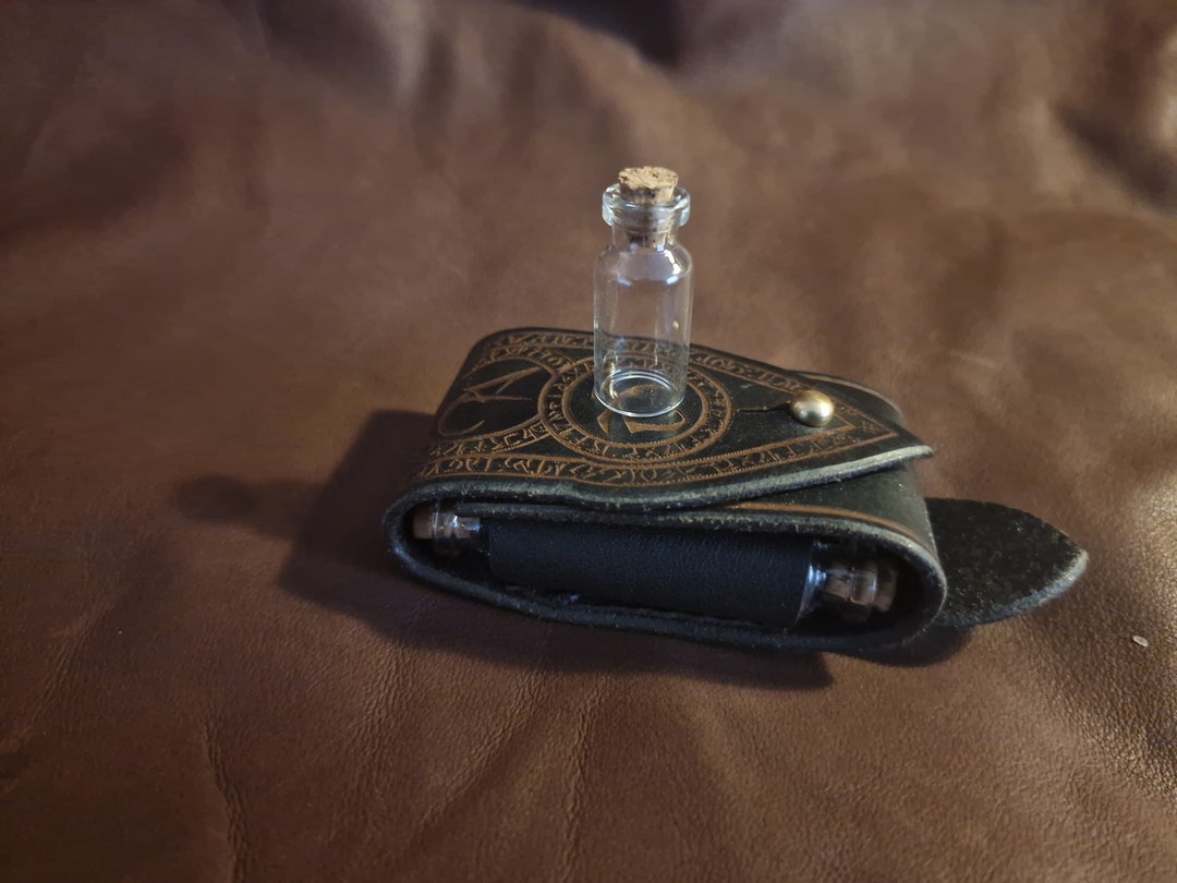 Potions Case With 6 Vials. Hand Stiched in Leather With an Arcane ...