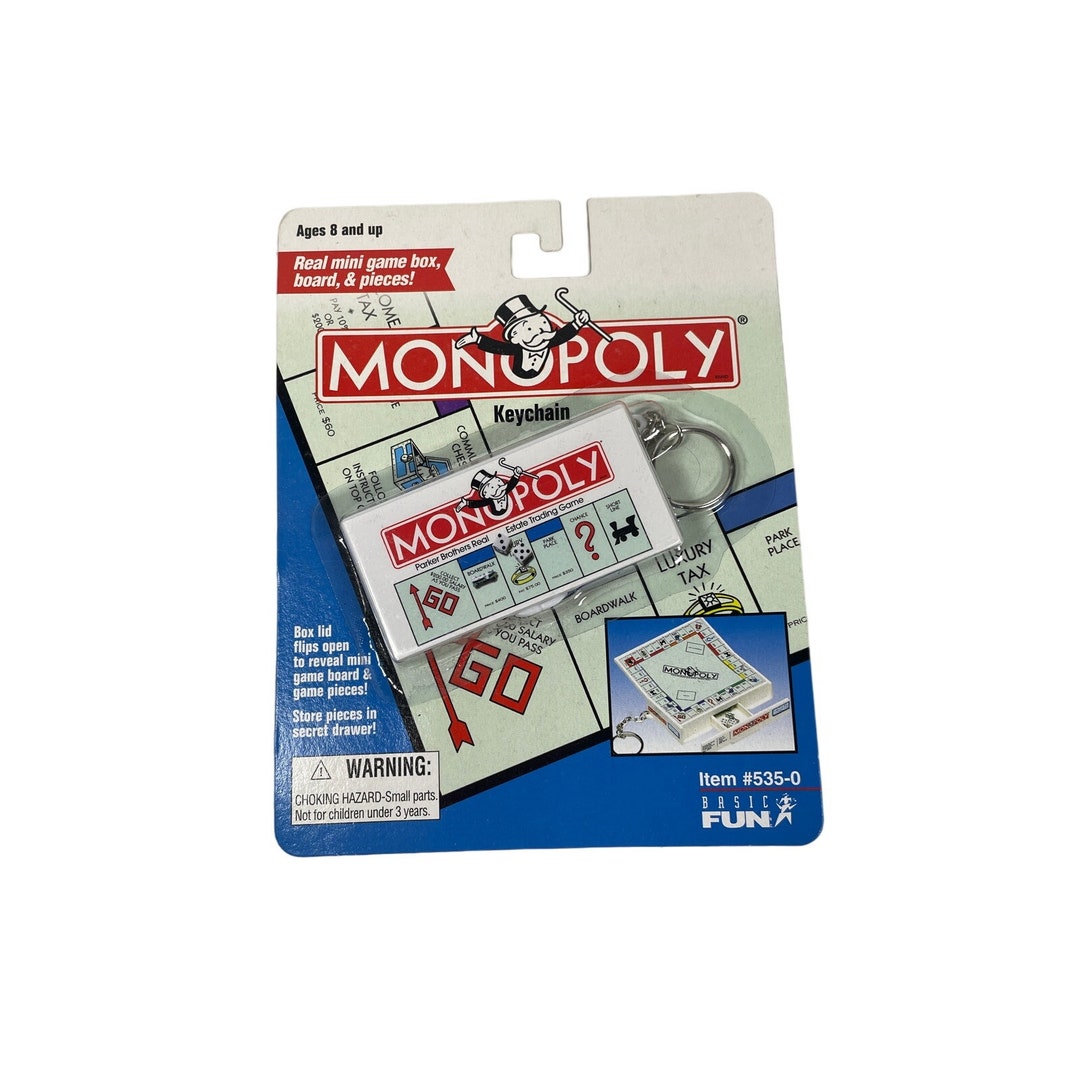1998 Monopoly Board Game Keychain Miniature Game Box, Board, and Pieces ...