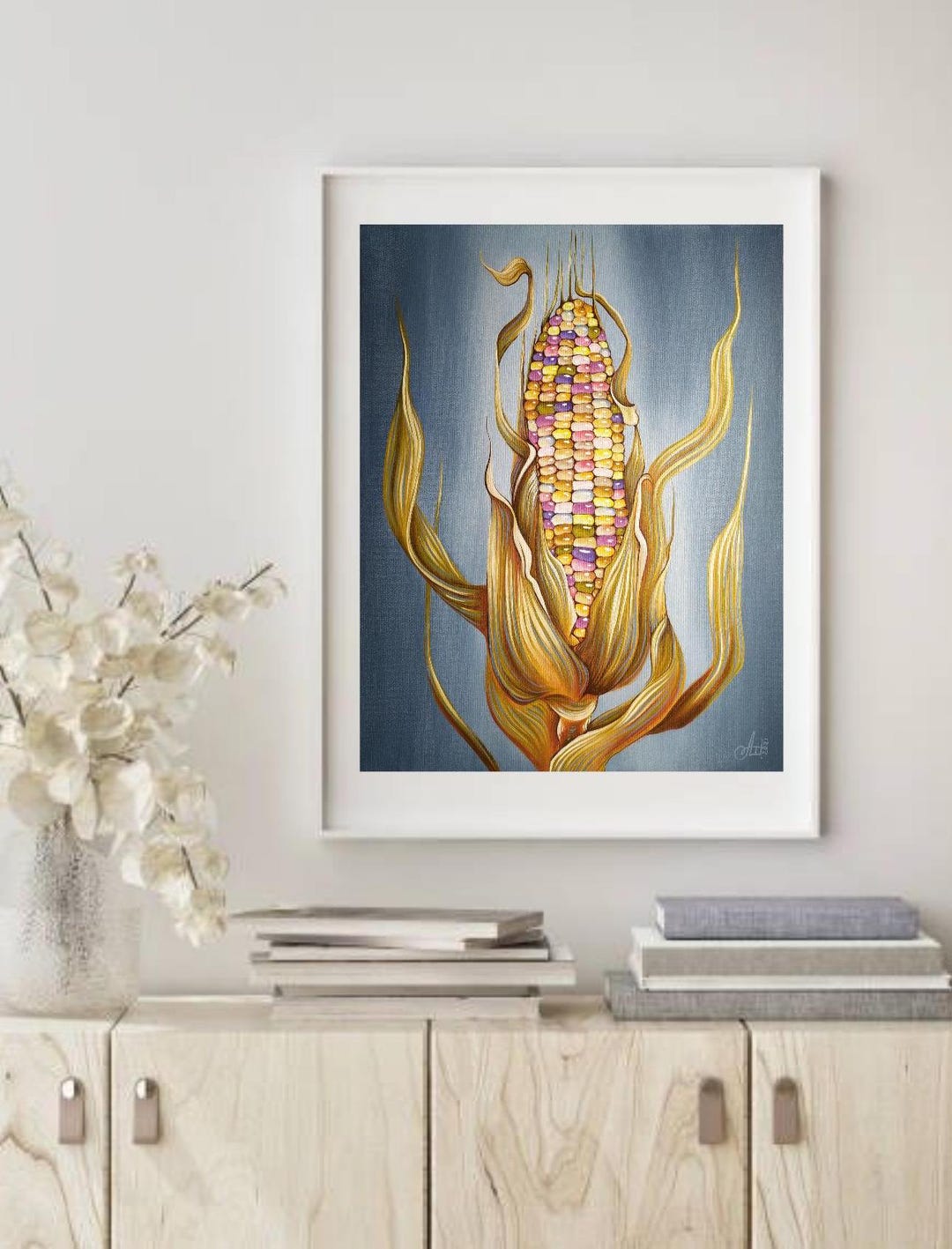 Indian Corn Printable Original Oil Painting | Queen of Tne Fields ...
