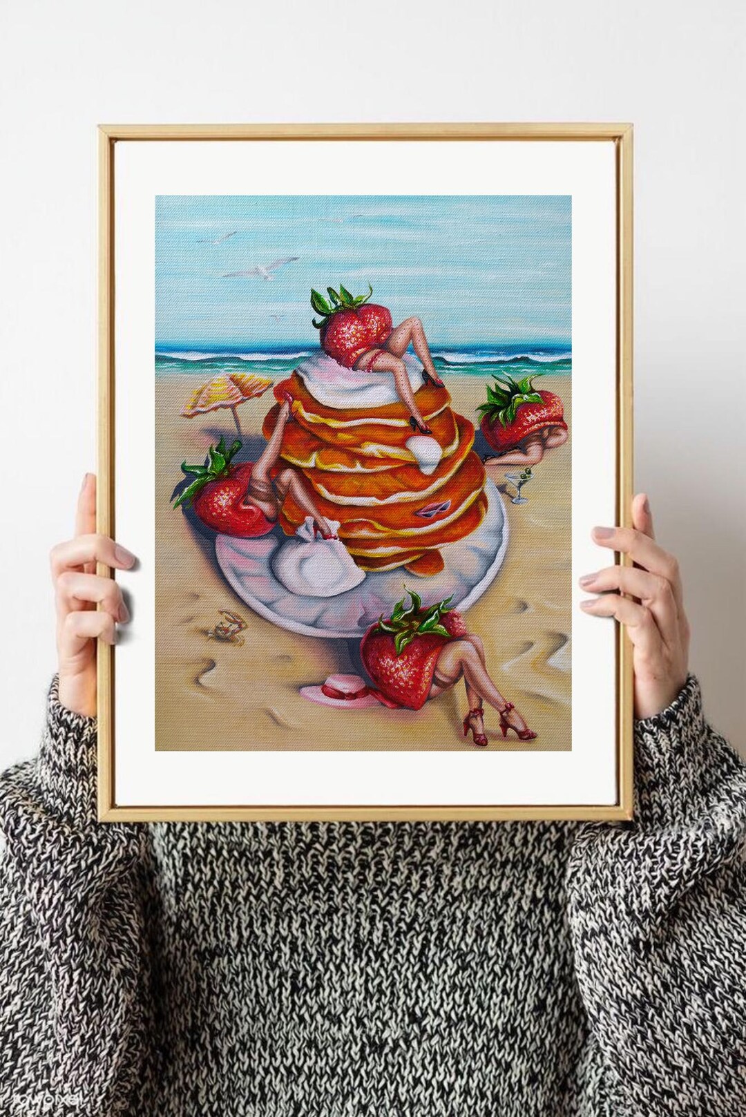 Summertime Pin-up Printable Original Oil Painting Printable Summer Mood ...
