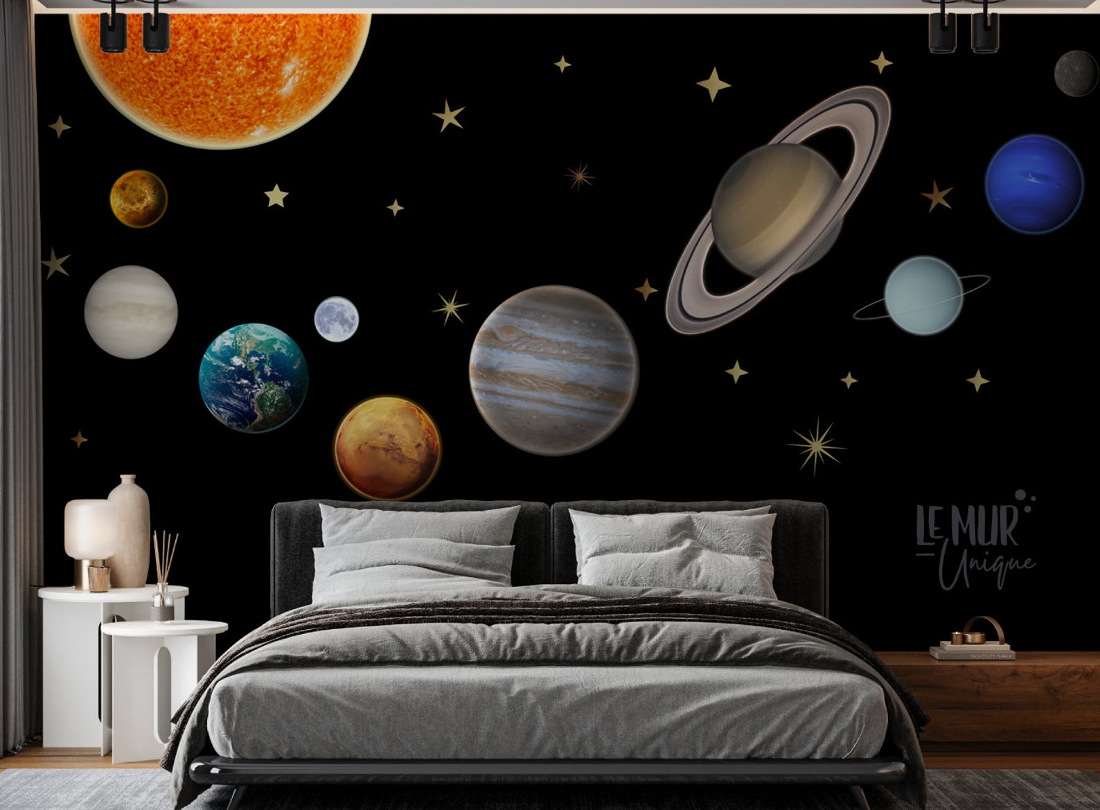Planets Moon and Stars Solar System Wall Sticker - Etsy