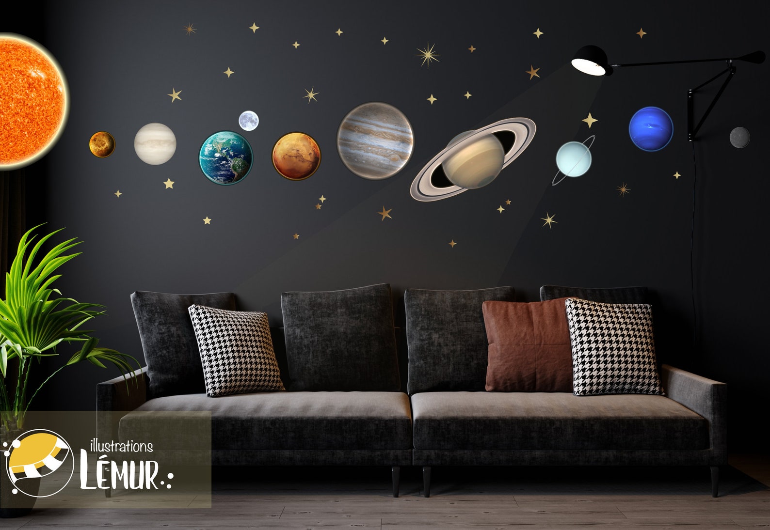 Planets Moon and Stars Solar System Wall Sticker - Etsy