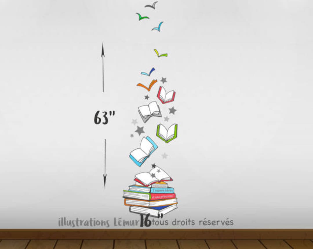 Wall Decal Flight of Book Soaring Books for the Playroom, Library - Etsy