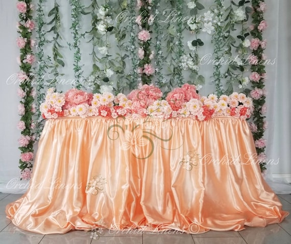 Peach Tableskirt Peach Tablecloth Extra Long Length Peach - Etsy