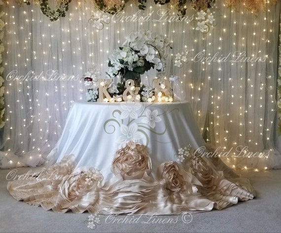Rosette Tablecloth Champagne Wedding Linens Rose Tablecloth - Etsy