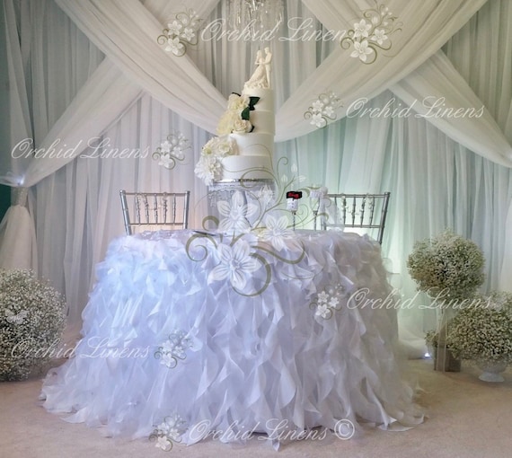 White Ruffle Tablecloth White Curly Willow Tablecloth White - Etsy