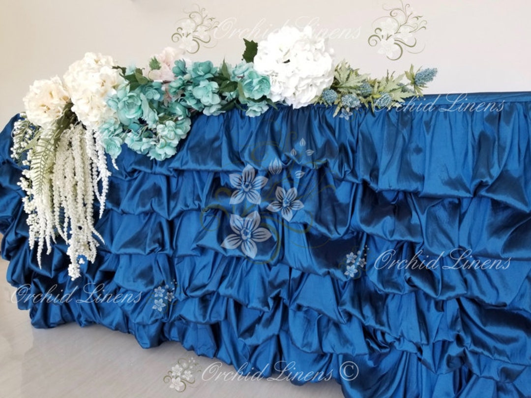 Dark Blue Ruffle Tablecloth, Dark Blue Ruffled Table Cloth, Dark Blue ...