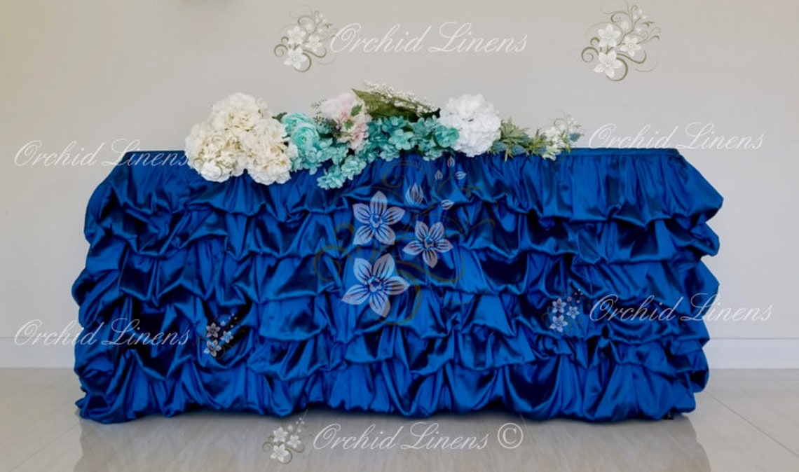 Dark Blue Ruffle Tablecloth, Dark Blue Ruffled Table Cloth, Dark Blue ...
