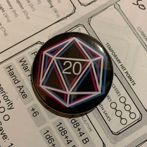 3D Style D20 Dice Badge Pin 38mm - Etsy