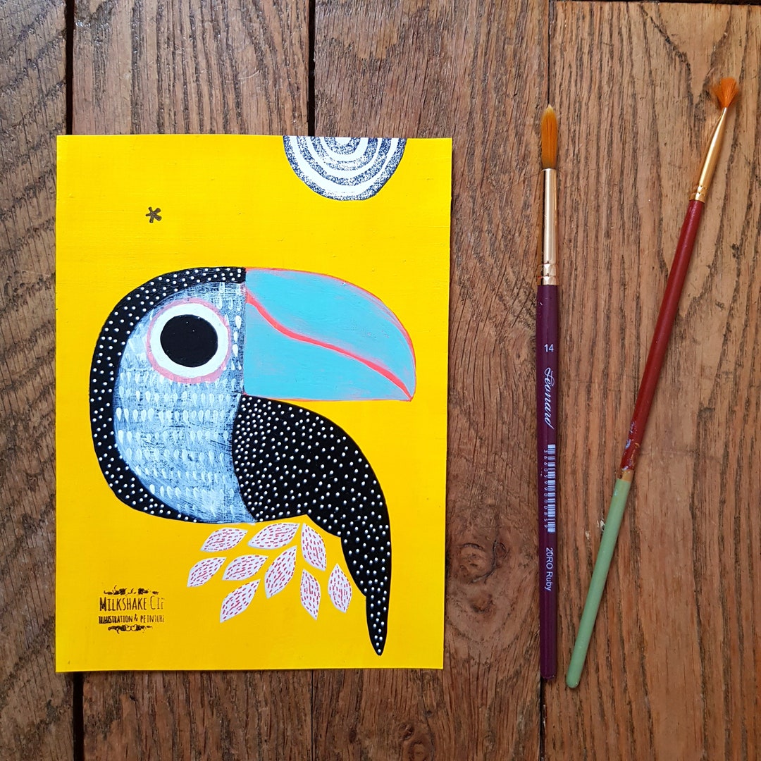 Original Painting, Toucan, Polka Dots, Polka Dots, Illustration on ...