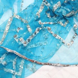 Blue Dupatta, Indian Dupatta, Dupatta With Geometric Pattern, Net ...
