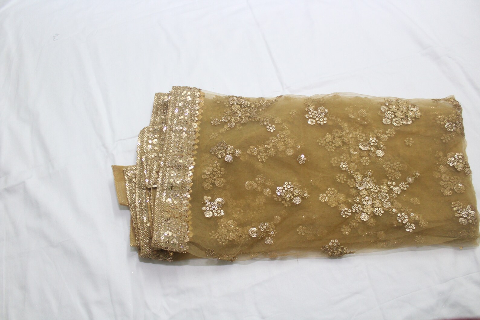 Gold Net Dupatta With Golden Sequins Motifs Gold Net Dupatta - Etsy