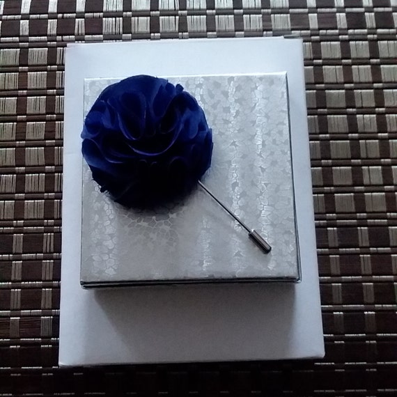 Men's Handmade Royal Blue Flower Lapel Pin | Etsy