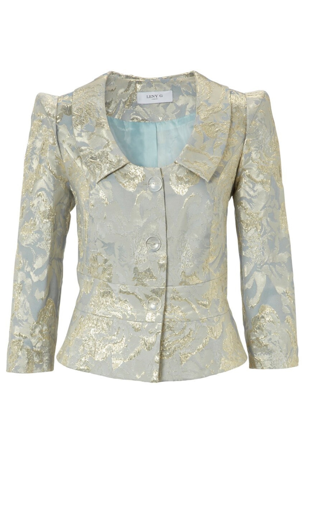 Metallic Blue and Gold Jacquard Jacket, Regal Brocade Blazer, Elegant ...