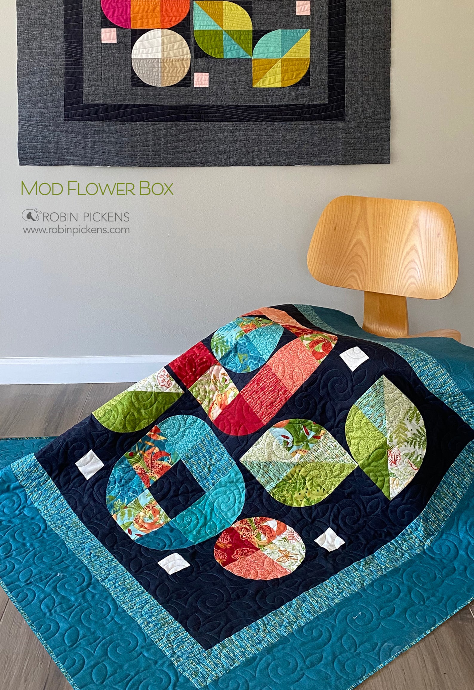 Mod Flower Box Quilt Pattern in Wall/lap and Large Size, Modern Quilt ...
