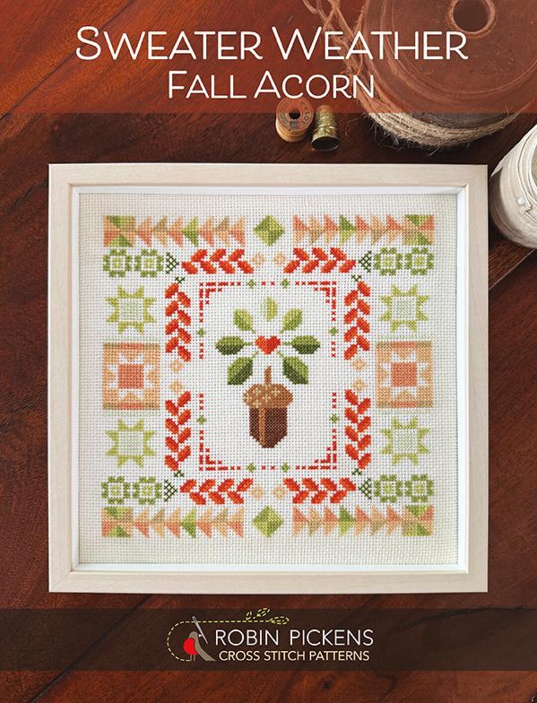 Sweater Weather Fall Acorn Cross Stitch Pattern Robin Pickens Digital ...