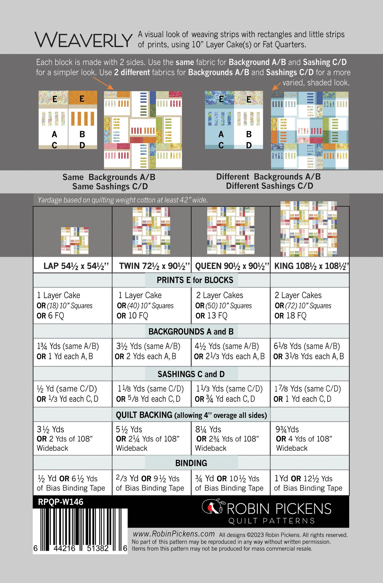 WEAVERLY Quilt Pattern PDF (digital Download) by Robin Pickens in Lap ...
