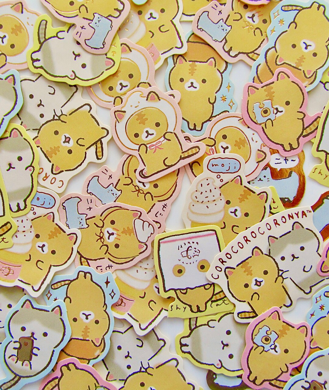 Corocoro Coronya Bread Cat 'icecream' Cute Kawaii Kitsch Gold Accented ...