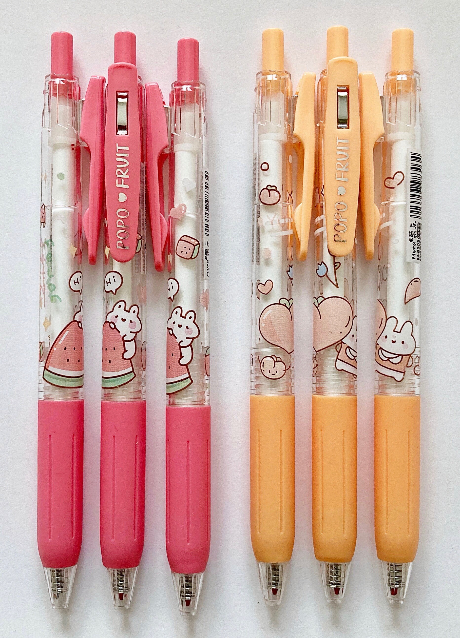 Popo Fruit Bear N Bunny Cute Kawaii 0.5mm Black Gel Ink | Etsy UK