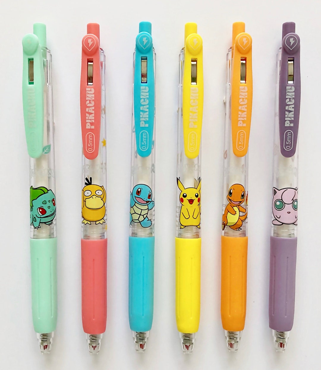 Pokemon Characters Cute Kawaii Kitsch 0.5mm Black Gel Ink Clicker Pens ...