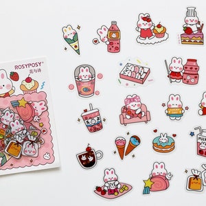 Rosy Posy Bunny Rabbit Cute Kawaii Kitsch Stickers - Etsy UK