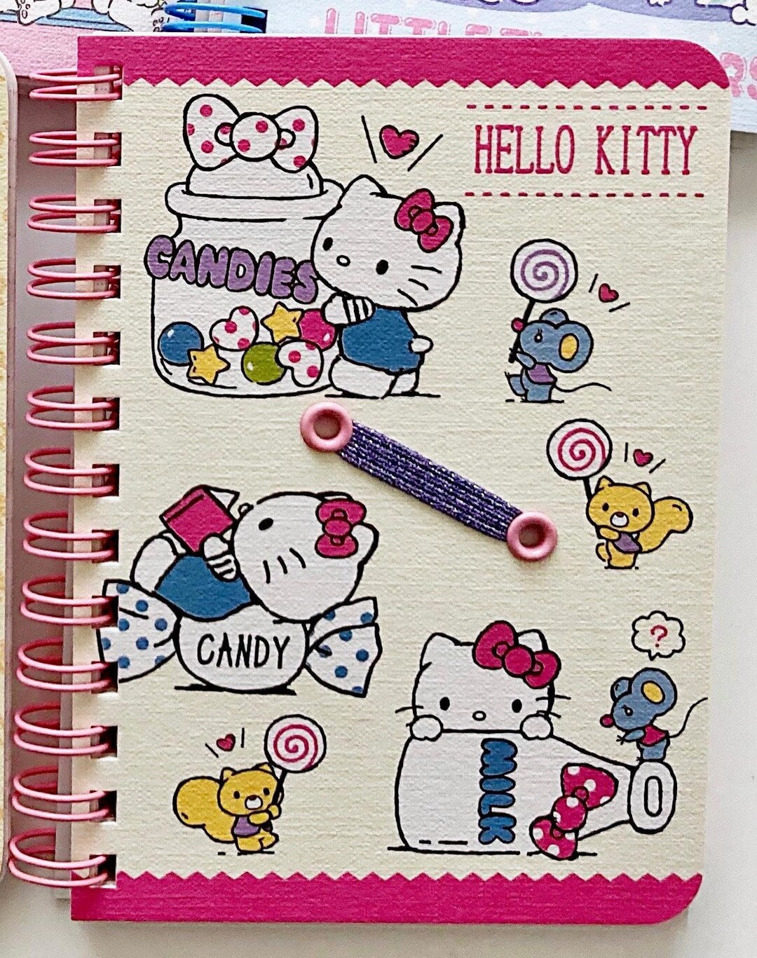 Hello Kitty spiral bound printed notebook with pen strap Etsy