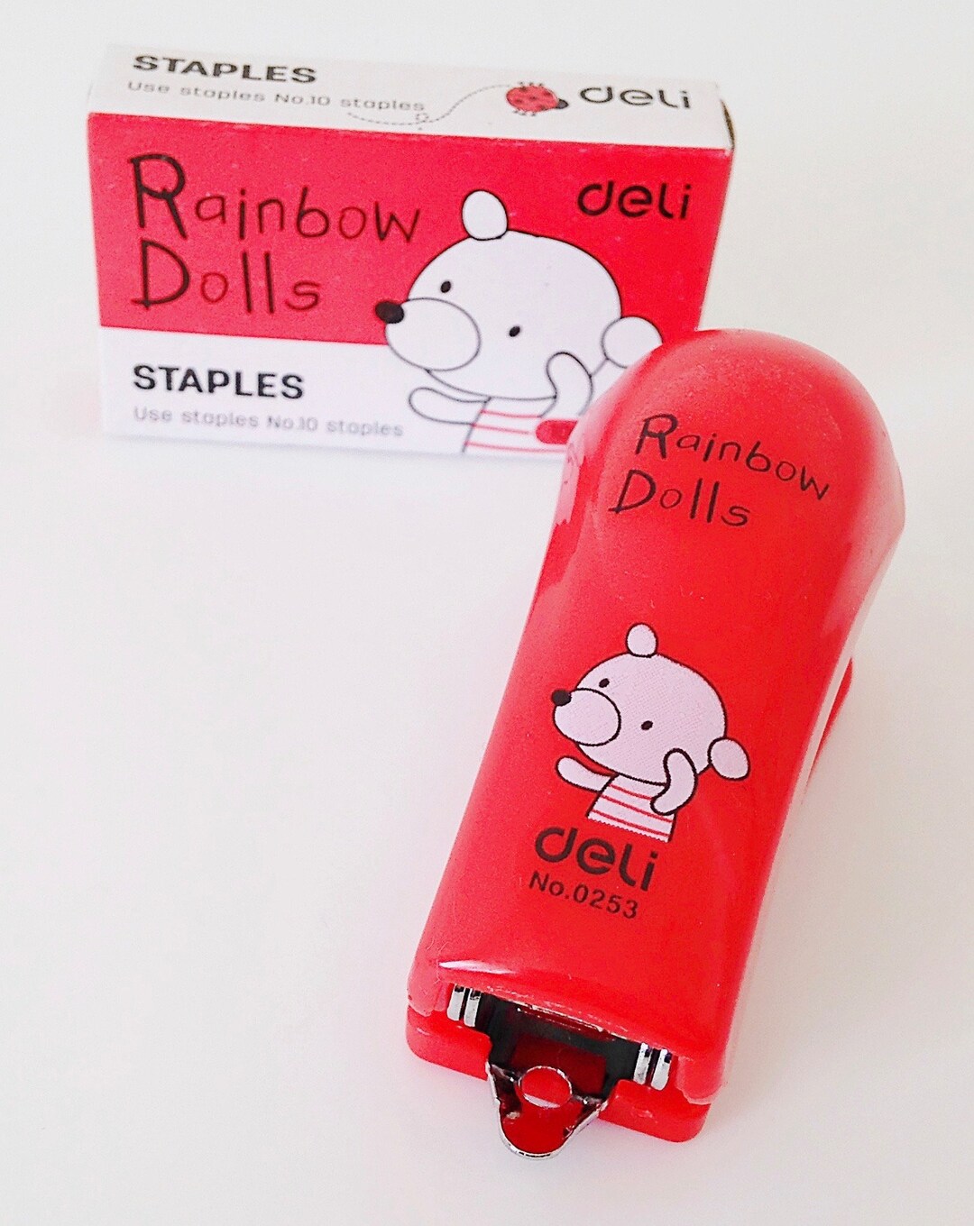 Rainbow Dolls Bear Dog Cute Kawaii Kitsch Mini Stapler and Staples Set ...