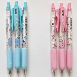 Popo Fruit Bear N Bunny Cute Kawaii 0.5mm Black Gel Ink Clicker Pens ...