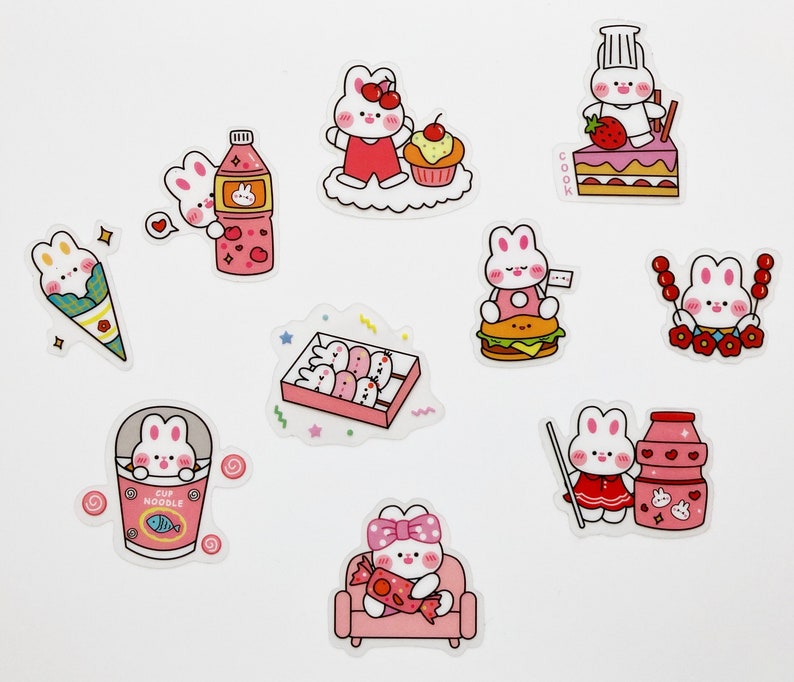 Rosy Posy Bunny Rabbit Cute Kawaii Kitsch Stickers - Etsy UK