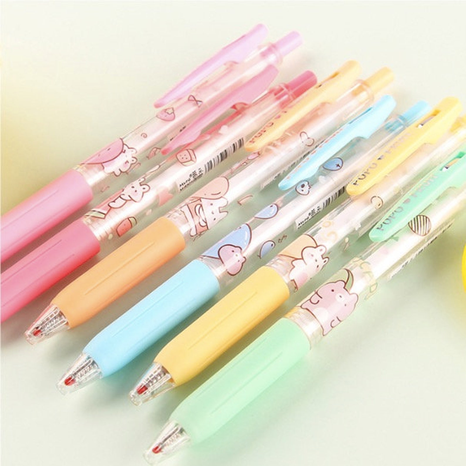 Popo Fruit Bear N Bunny Cute Kawaii 0.5mm Black Gel Ink | Etsy UK