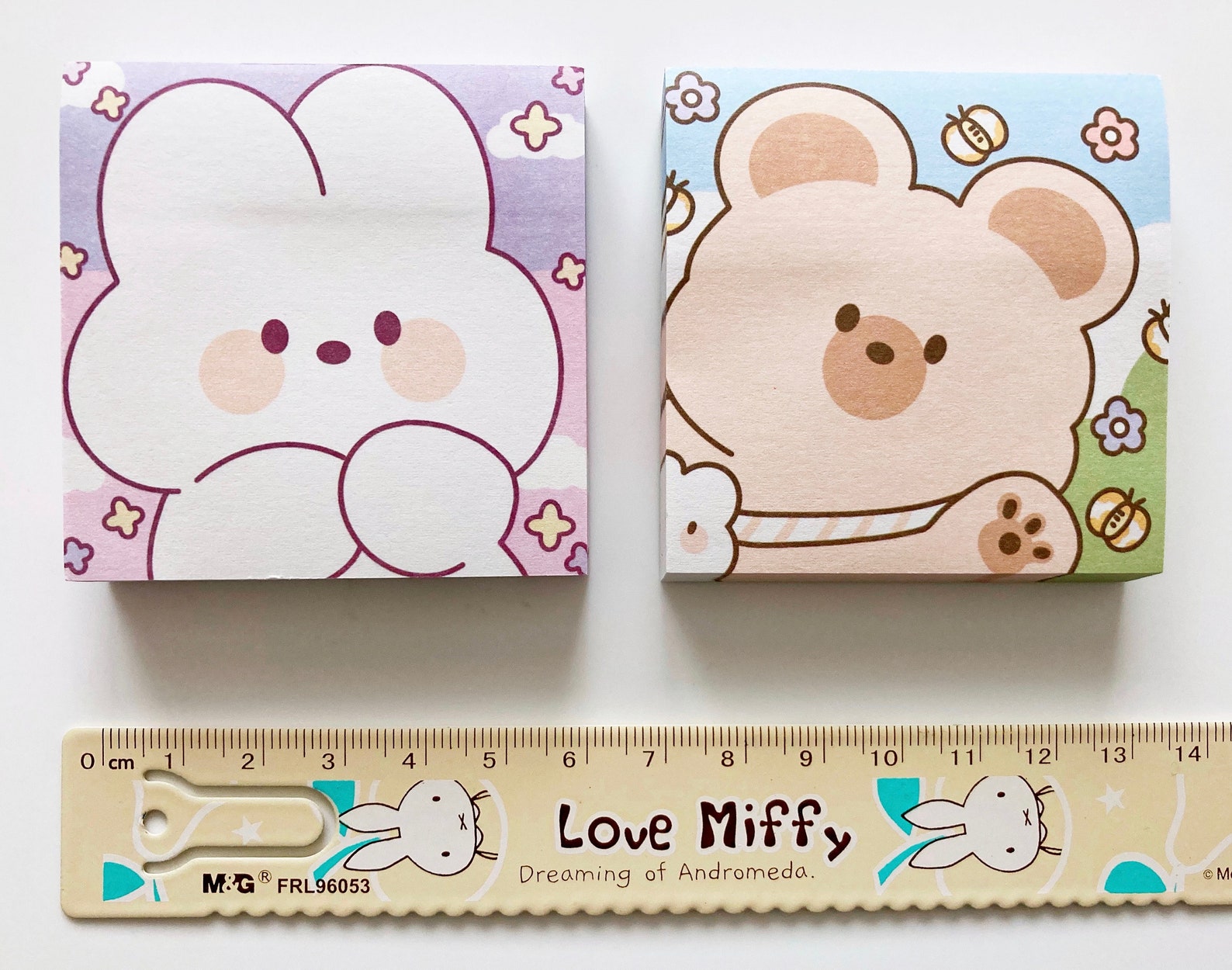 Bunny and Teddy Cute Kawaii Kitsch Chunky Sticky Notes Block - Etsy UK