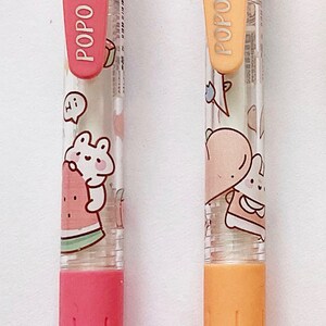 Popo Fruit Bear N Bunny Cute Kawaii 0.5mm Black Gel Ink Clicker Pens ...
