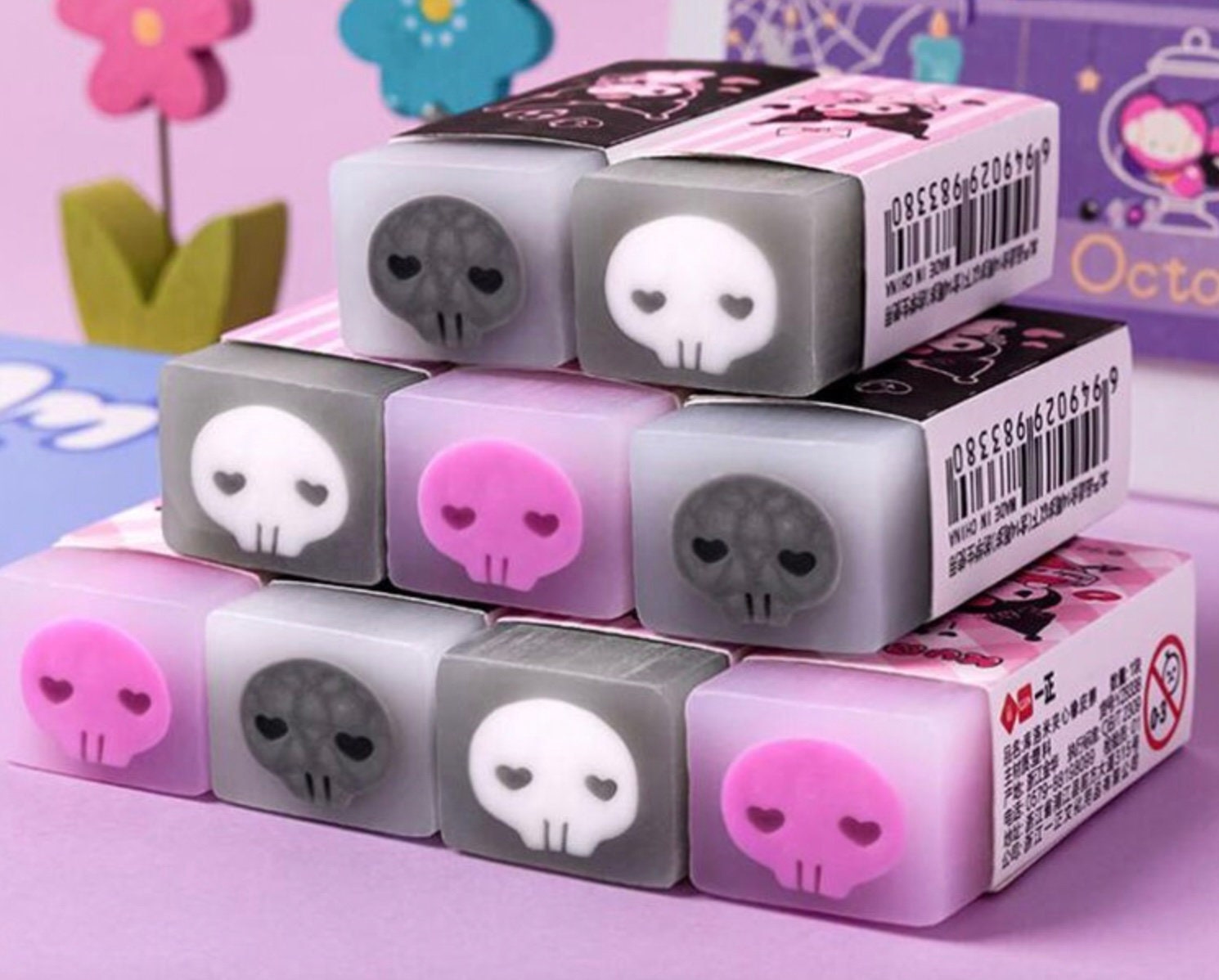 Kuromi 'skull' Cute Kawaii Kitsch Eraser Rubbers - Etsy UK