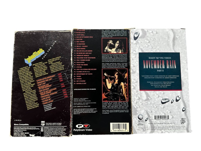 Vintage VHS Judas Priest, Alice Cooper Prime Cuts, Guns N' Roses Lluvia ...