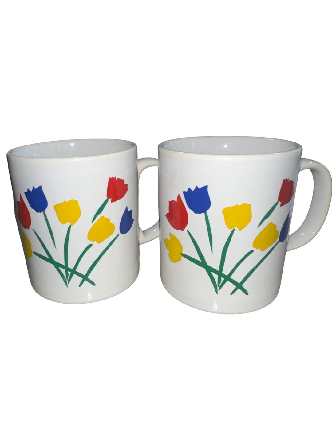 Vintage Coloroll England Tulip Flower Set of 2 Mugs Blue Red - Etsy